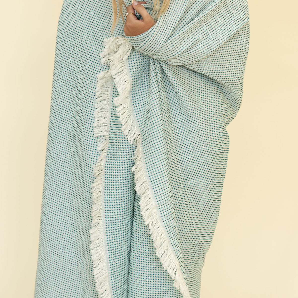 Cotton Fringe Throw Teal – eelo